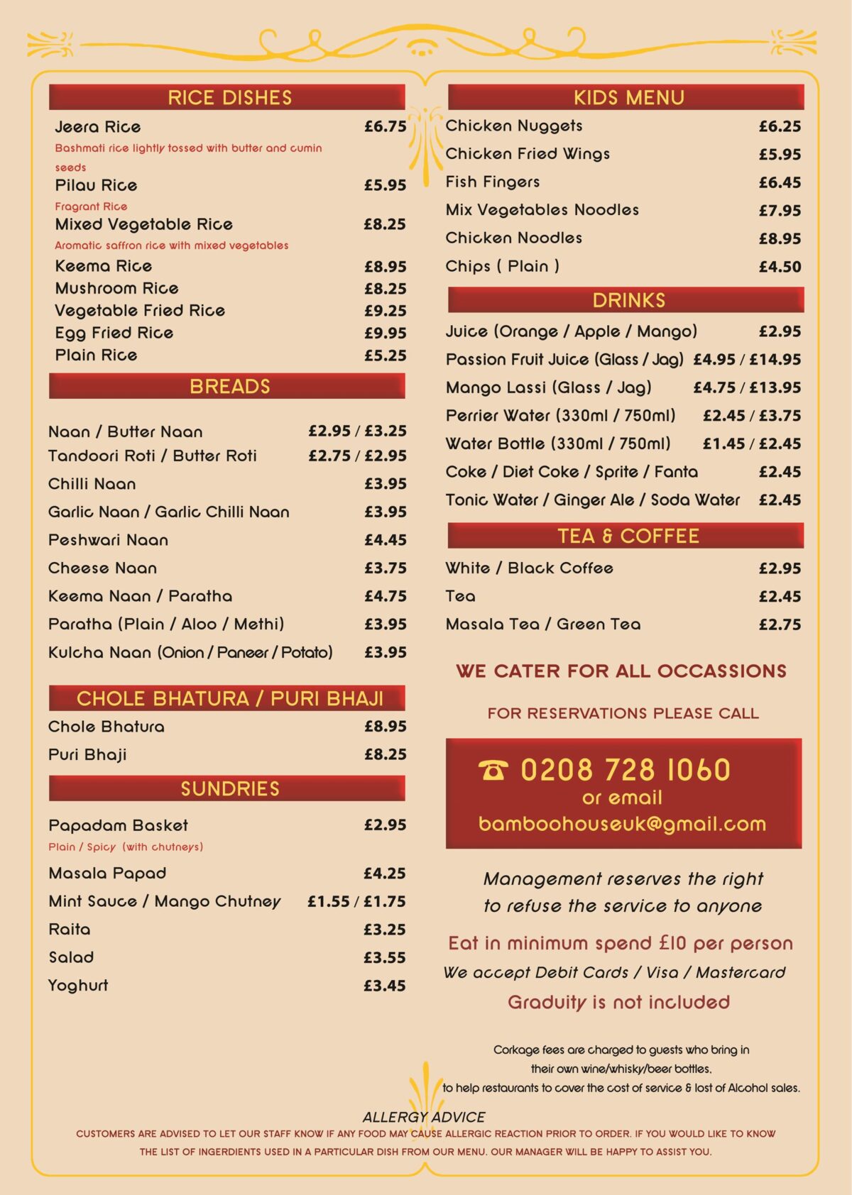 Bamboo House | Menu - Bamboo House | A Luxurious Indian Restaurant in ...